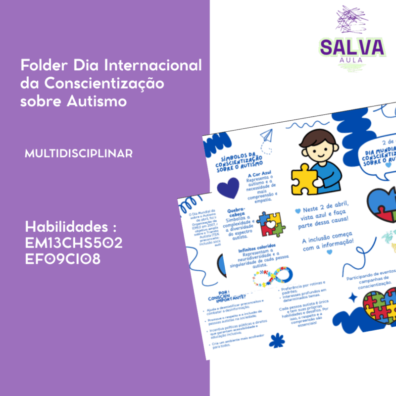 Folder Dia Internacional da Conscientização sobre Autismo - Salva Aula